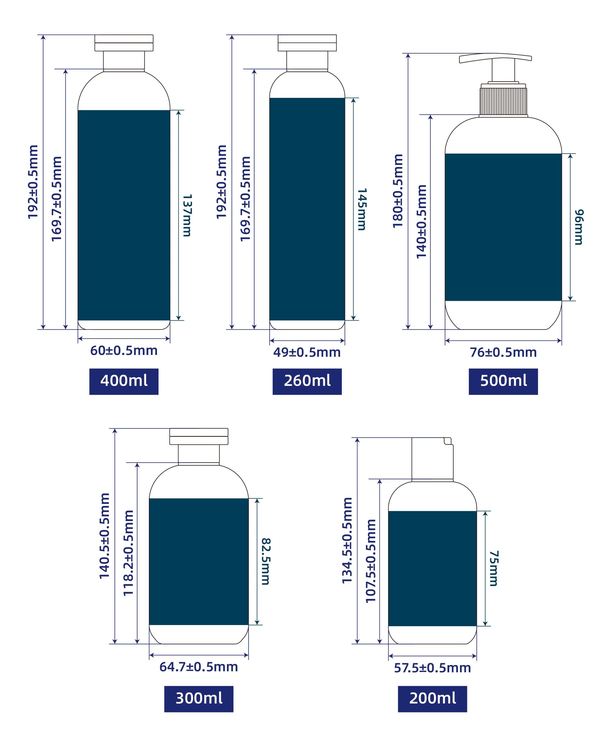 Custom HDPE Shampoo and Conditioner Bottles - 200ml-500ml