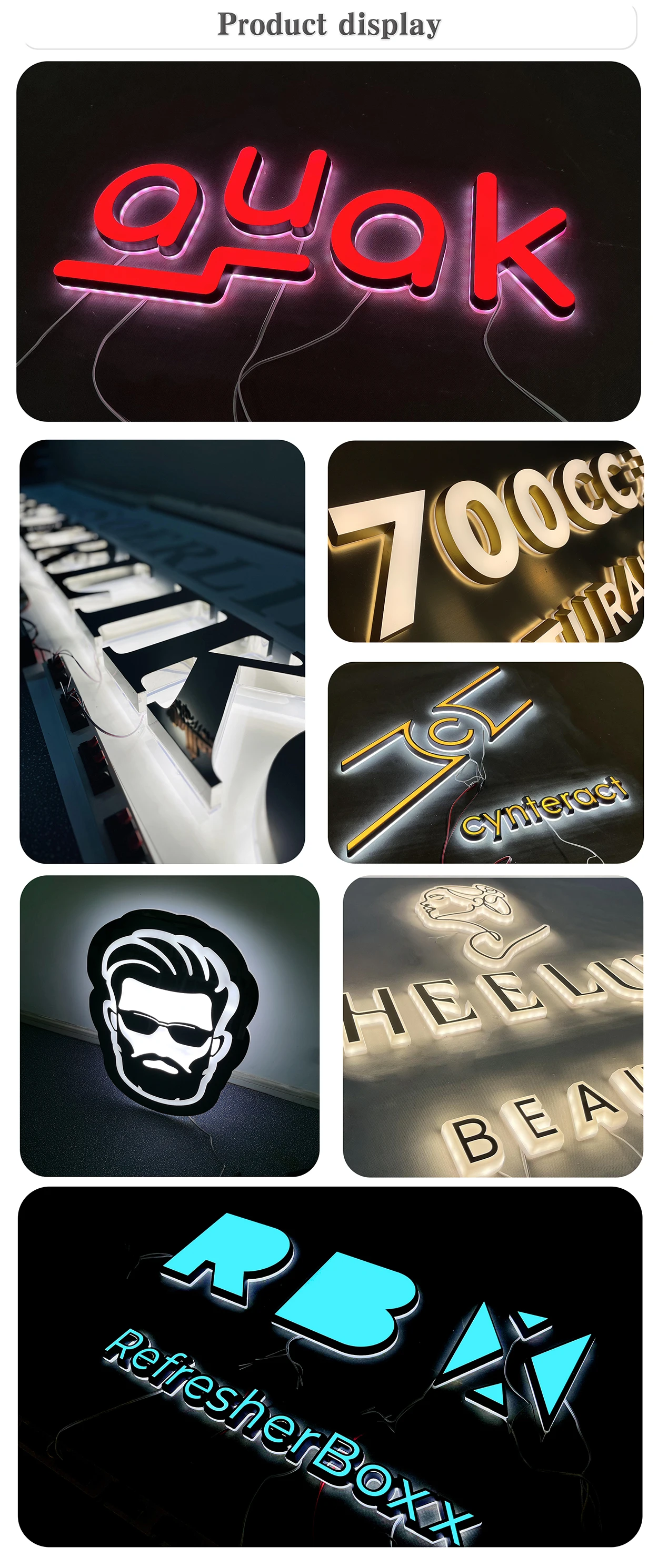 Custom Acrylic 3d Luminous Signage Led Sign Front And Partial Side Lit ...