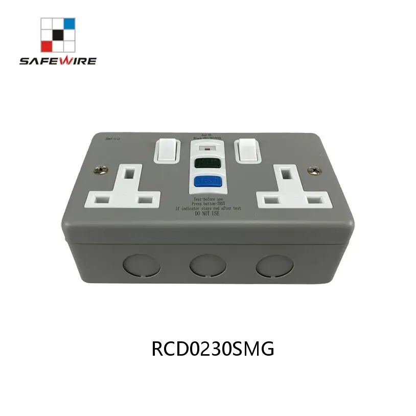 Safewire Rcd0230smg Bs1363 & Ukca Certificate 2 Gang Bs Socket Rcd ...