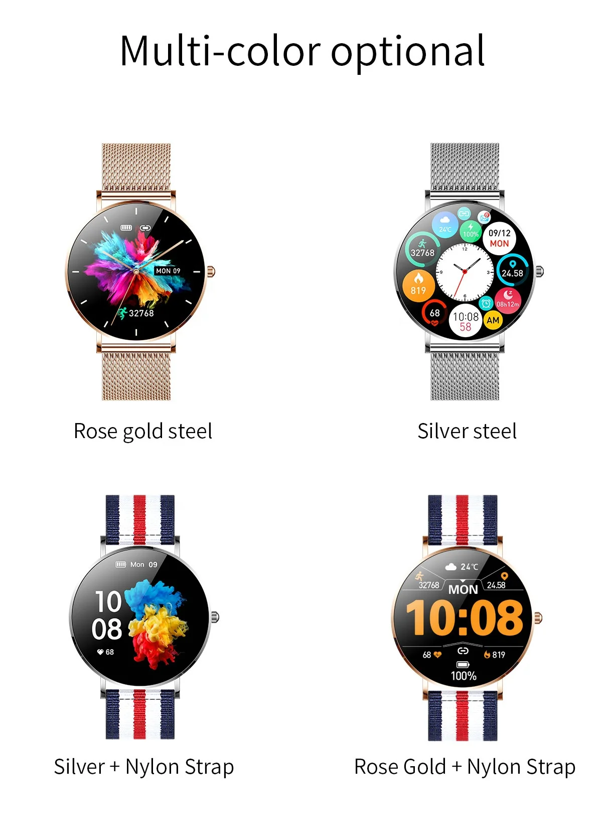T8 Super Thin Smart Watch T8 with 1.3 Inch AMOLED Screen Support 50 ...