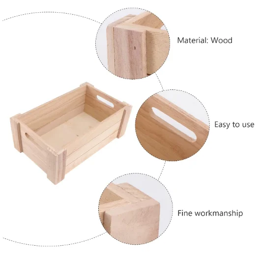 Decorative Wooden Storage Crates Farmhouse Rustic Unfinished Wood Box ...
