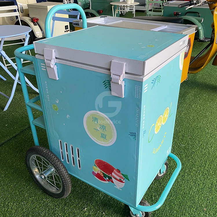 Mobile Ice Cream Push Cart with Cooler Box - High Productivity
