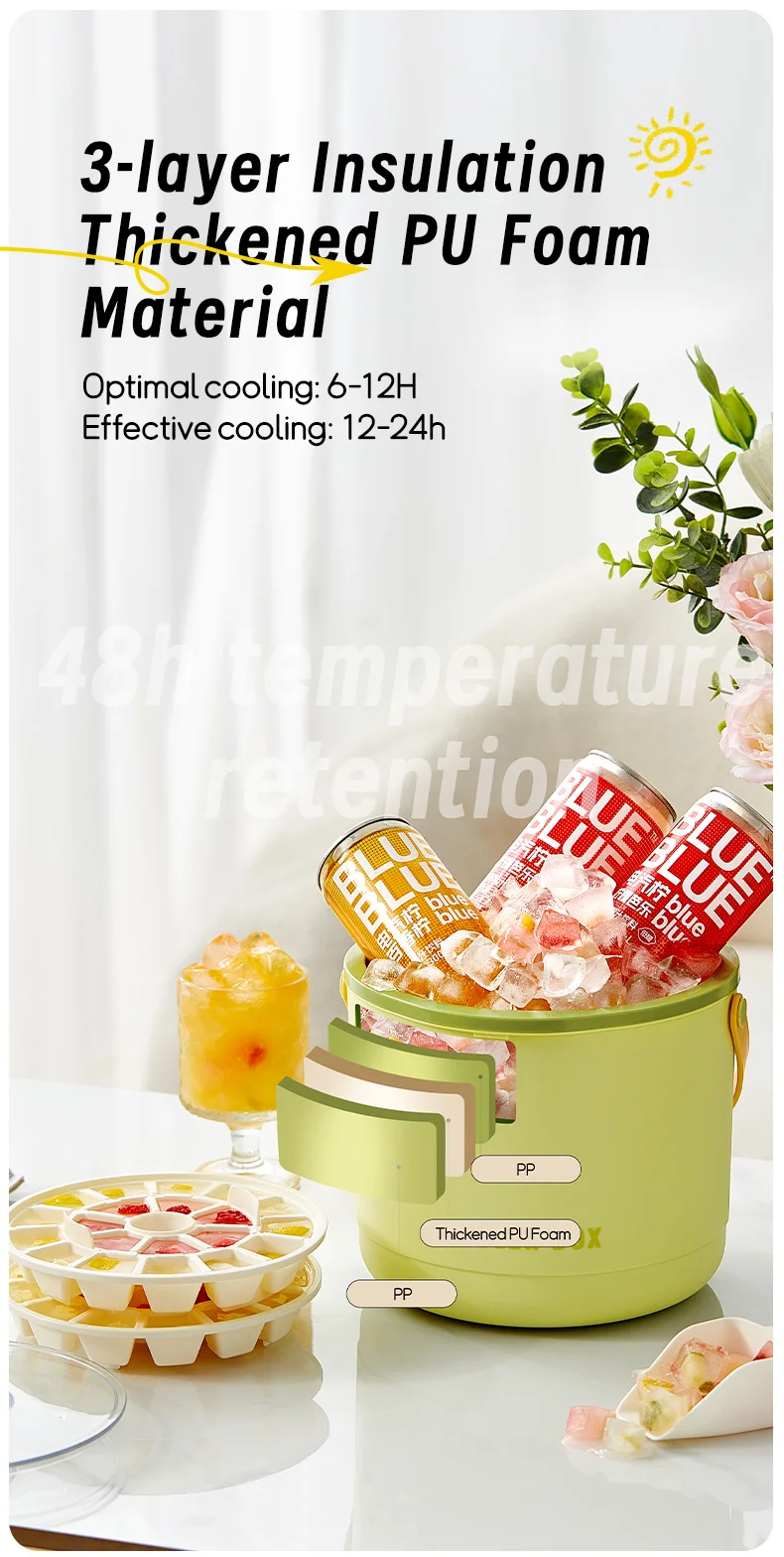 40 Ice Cubes Outdoor Ice Storage Bucket Easy Release Freezer Ice Tray ...