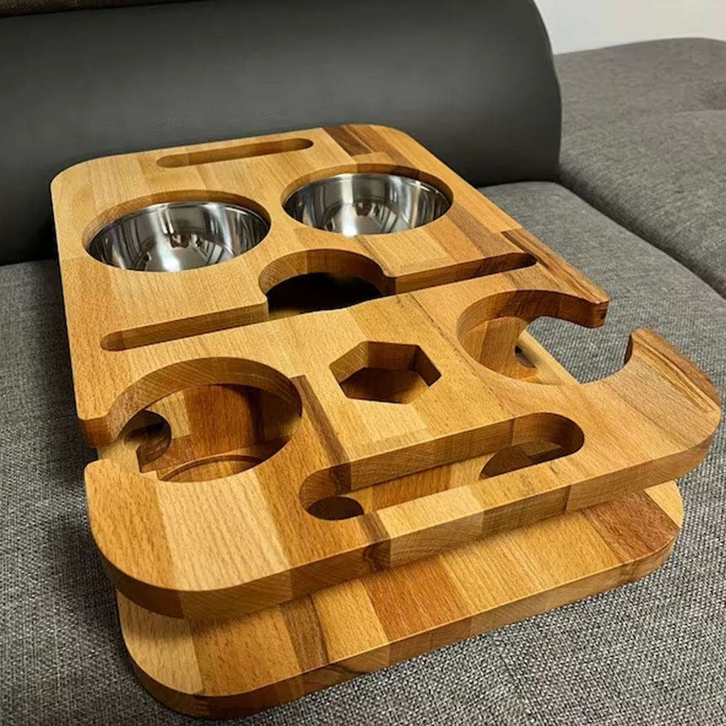 Custom Bamboo Couch Cup Holder Tray Sofa Arm Table Tray For Drink Snack ...