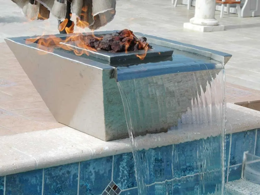 Pool Fire Bowl Waterfall - Elevate Your Backyard Ambiance