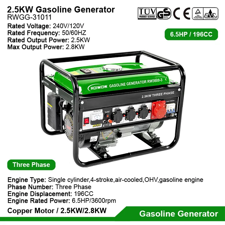 2.5KW Portable Power Petrol Generator Price Small Home House Use Three ...