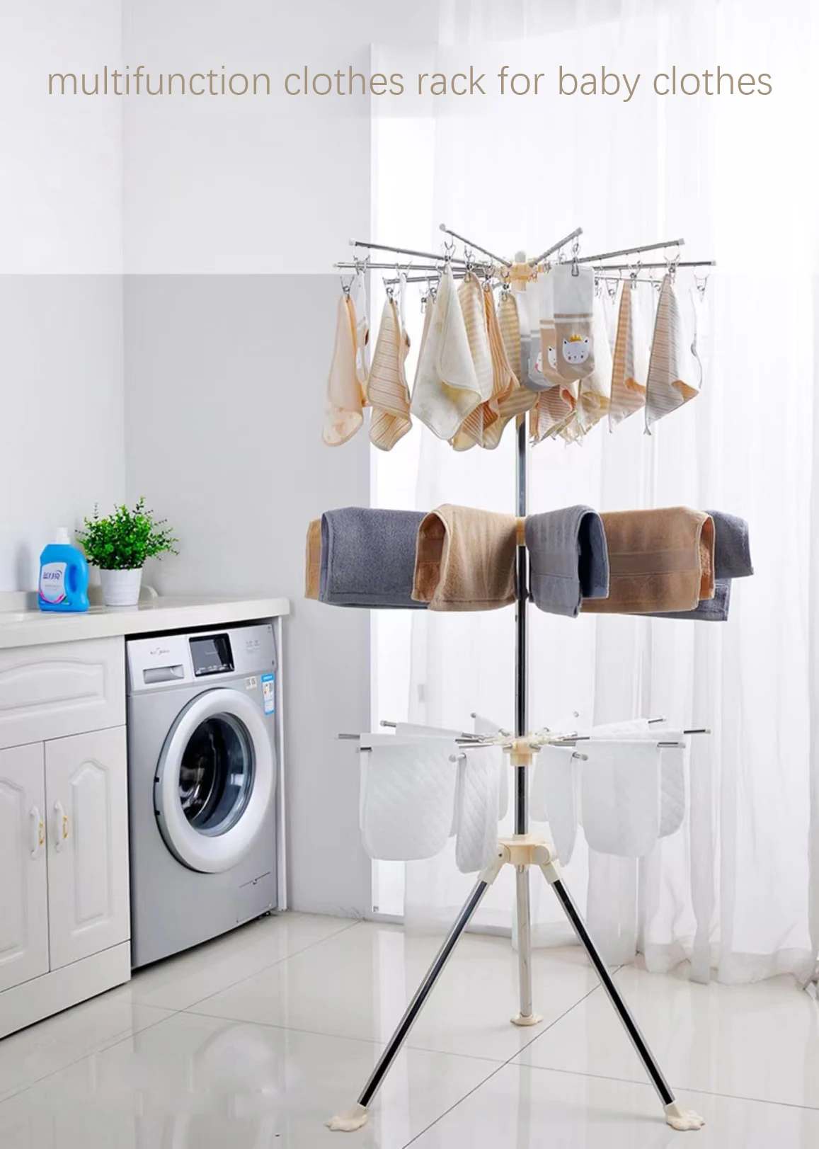 Portable Tripod Design Foldable Indoor Clothes Drying Rack Bedroom ...