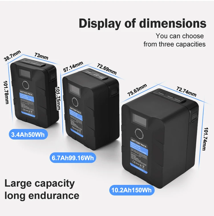 14.8V Li-Ion Battery Pack - 50wh, 99.16wh, 150wh for Sony Camcorder