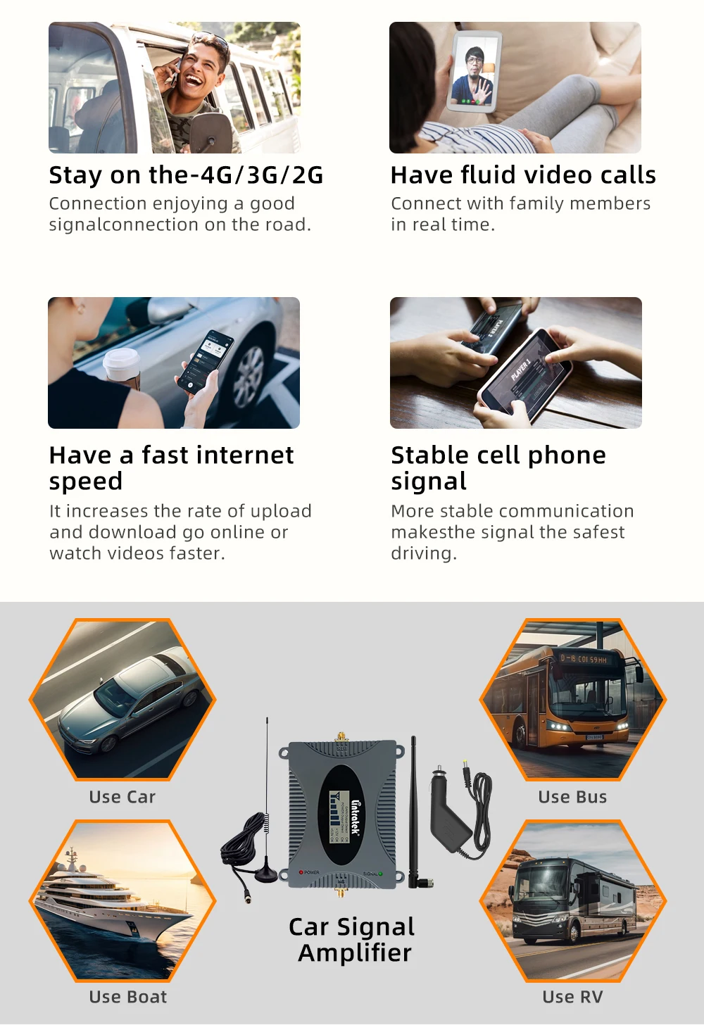 Lintratek Signal Booster - Enhance Vehicular Cellular
