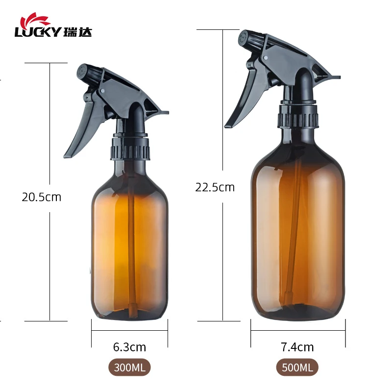 Wholesale 300ML 500ml Round Amber Plastic Empty Spray Bottle Household ...