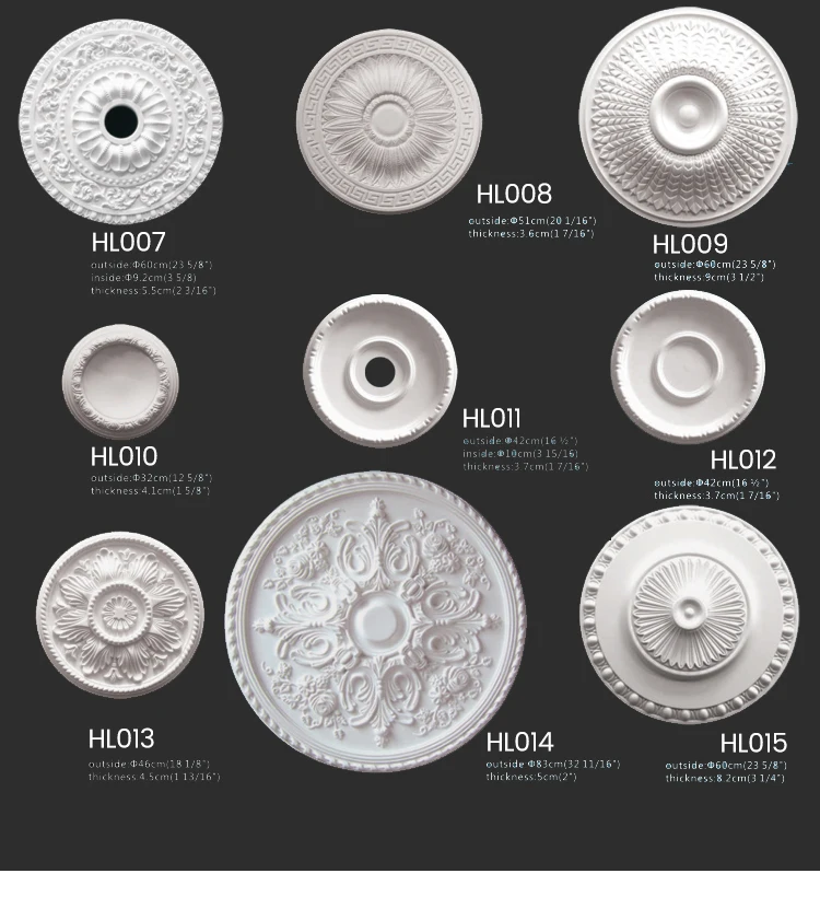 Fireproof Hotel Roof Ceiling Medallion Polyurethane Material in PU ...