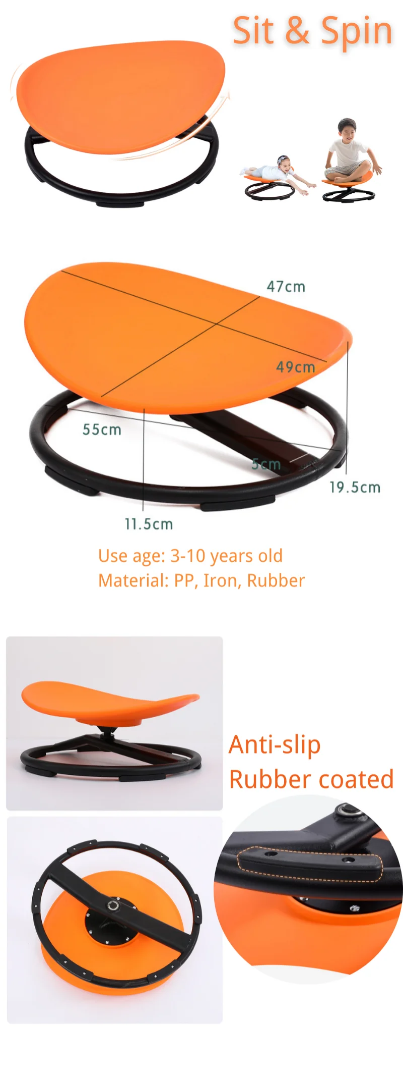 Child Swivel Sit And Spin Dish Spun Chair Sensory Balance Training Seat ...