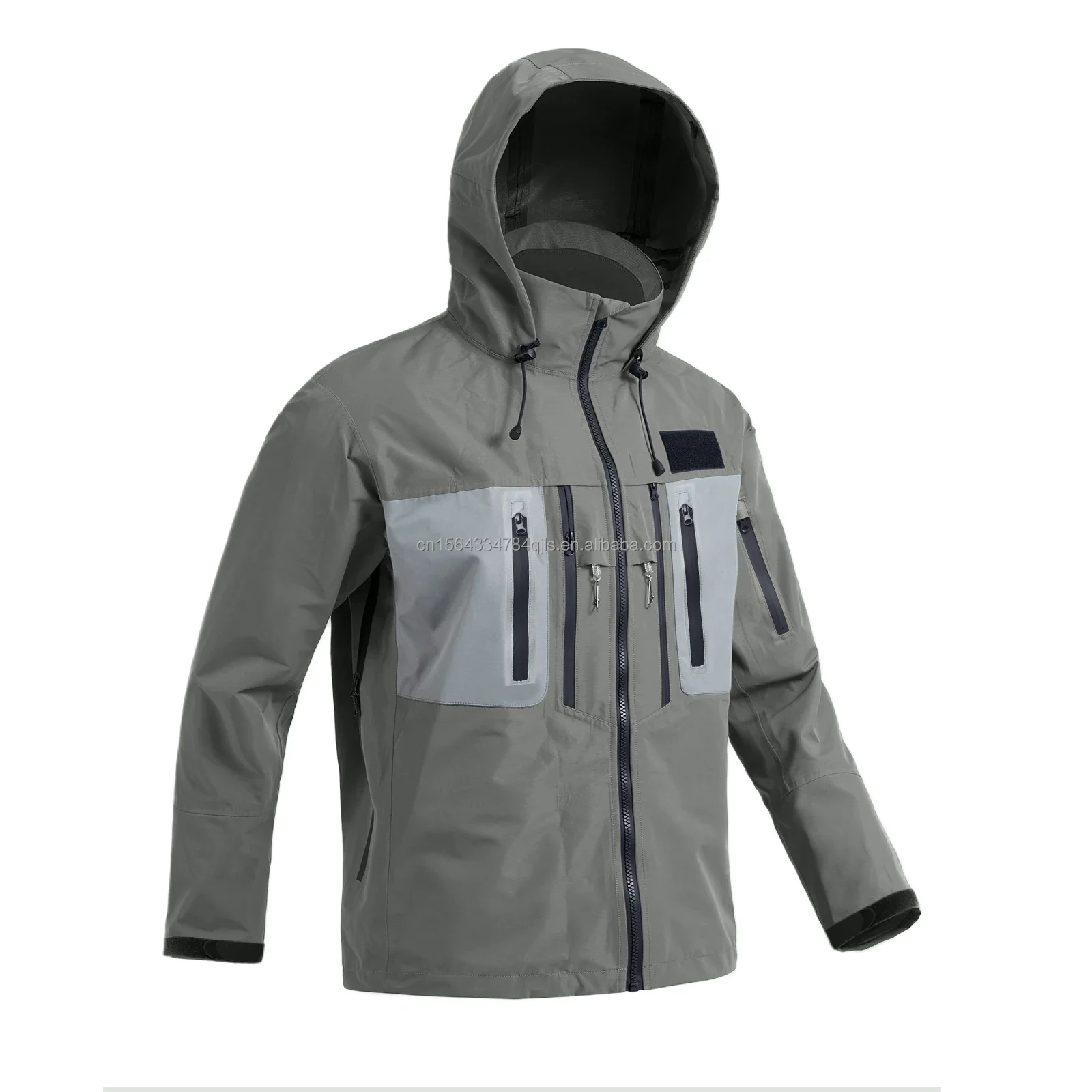 Custom Outdoor Mens Wading Hooded Waterproof Jacket