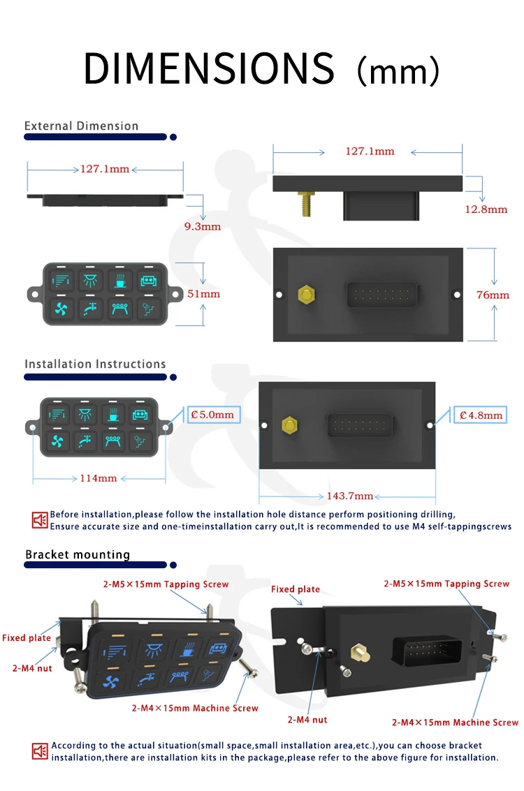 8 Gang Universal LED Touch Switch Panel Control System 12V 24V Auto ...