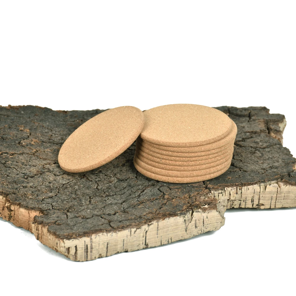 Natural Rounded Corners Cork Coasters Reusable Coasters For Sheat ...
