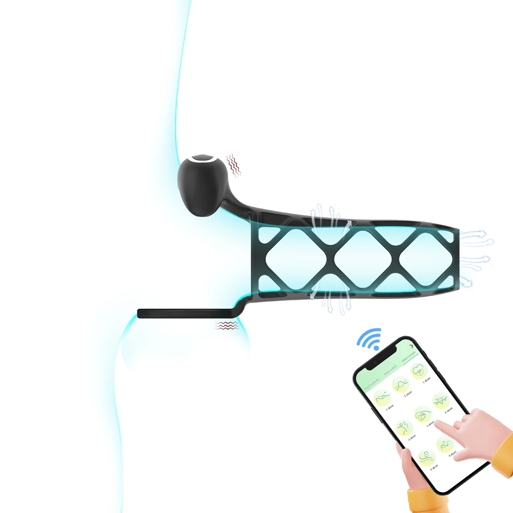 App Control 9 Vibrations Modes Soft Reusable Penis Enlargement Silicone ...