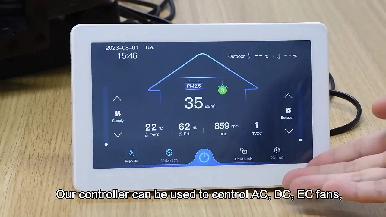 Color Screen Wall Mounted Voc Pm2.5 Temperature Humidity Wifi Fresh Air ...