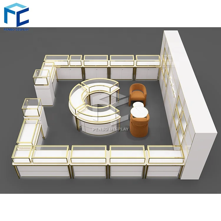 Mall Furniture Display Showcase Shopping Mall Gold Jewelry Display ...