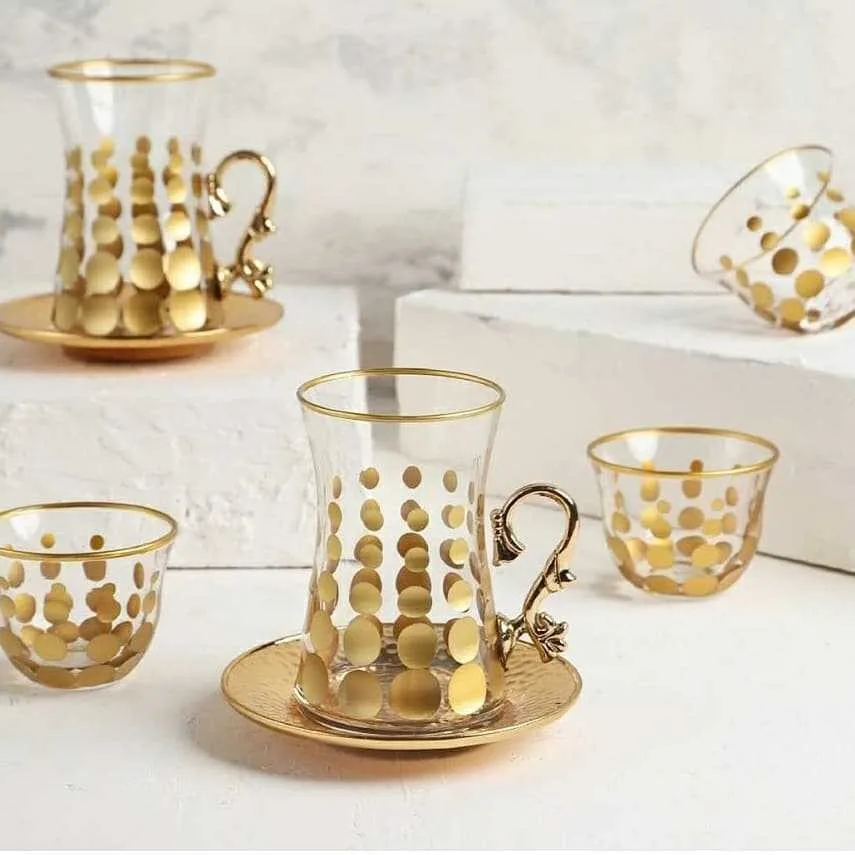 Cawa Coffee Cup Tea Cup Set Turkish Coated Golden Turkish Tea Cups For ...