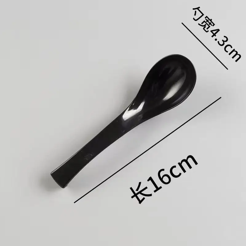 Large Transparent and Black Long Handle Fast Food Spoons Home Flatware ...