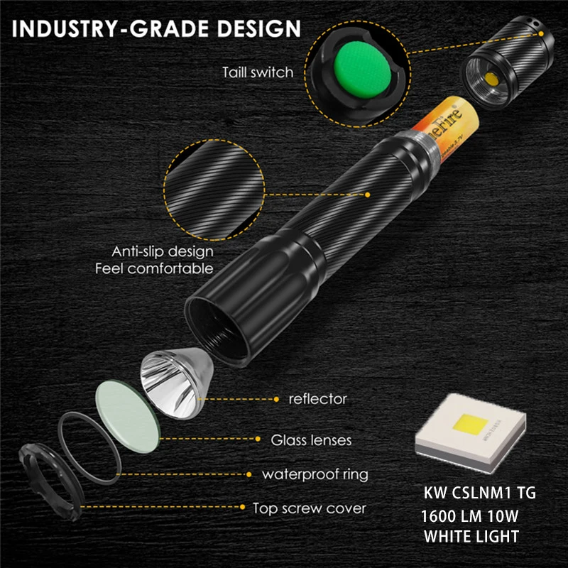 High Quality IP68 Tactical LED Flashlight Aluminum Alloy Body ...
