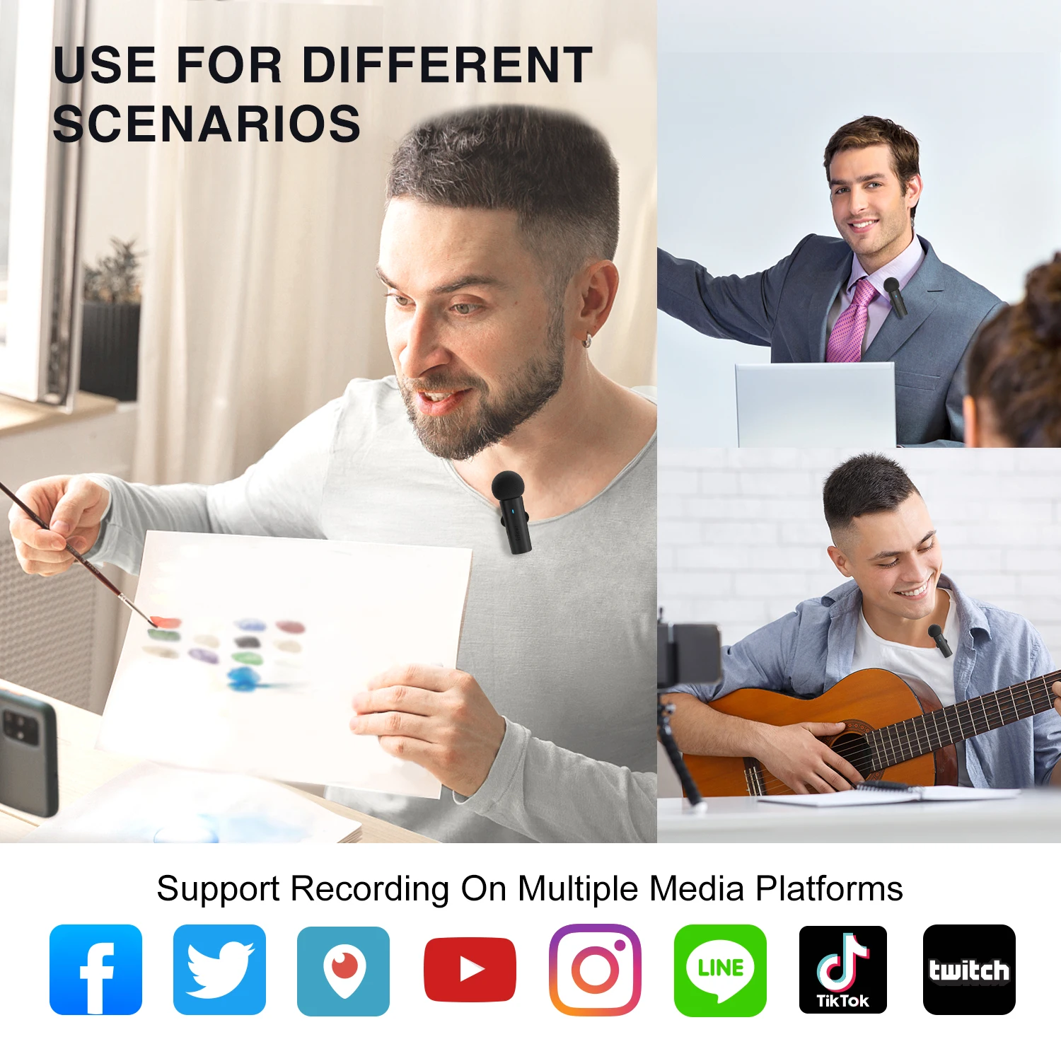 Fifine M8 Microfonos Inalambricos Lavalier Microphone Wireless Lapel ...