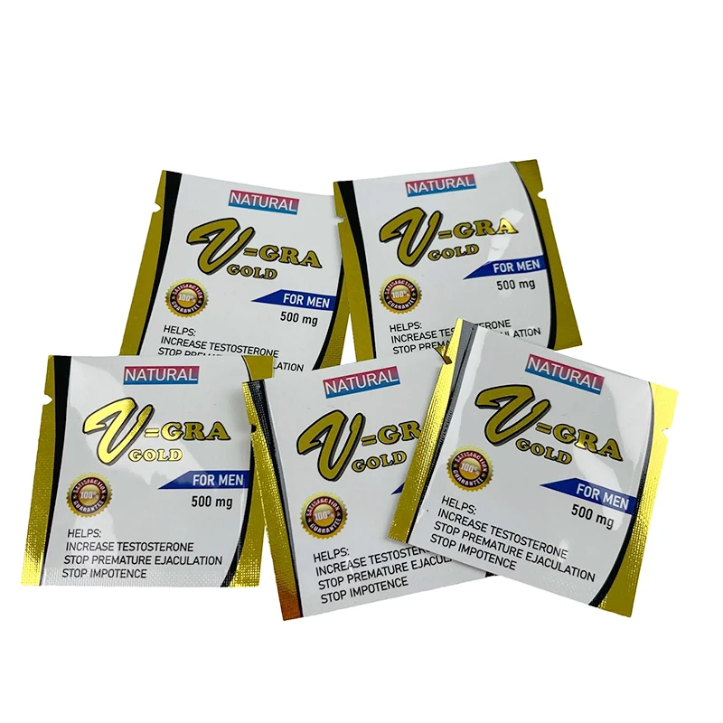 Custom Printed Gold Sachets for Male Enhancement Pills - Biodegradable ...