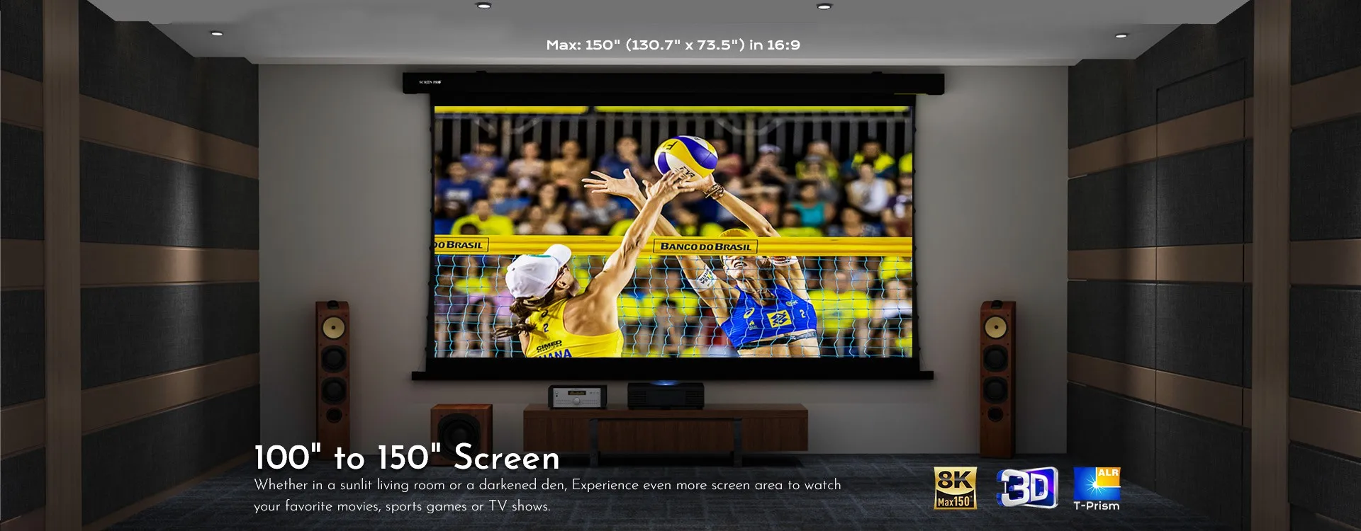 Screen Pro 135 Inch Tab-tensioned Motorized Projection Screen With ...