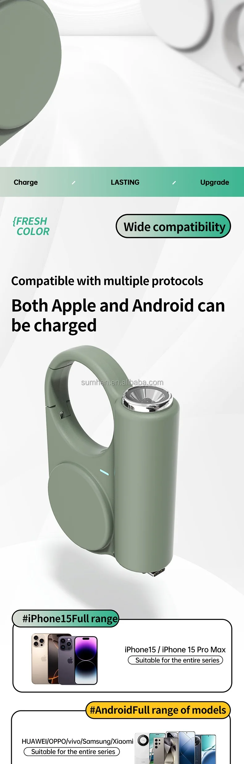 Outdoor Power Bank 5000mAh with Hook 15w Fast Charge Phone Battery ...