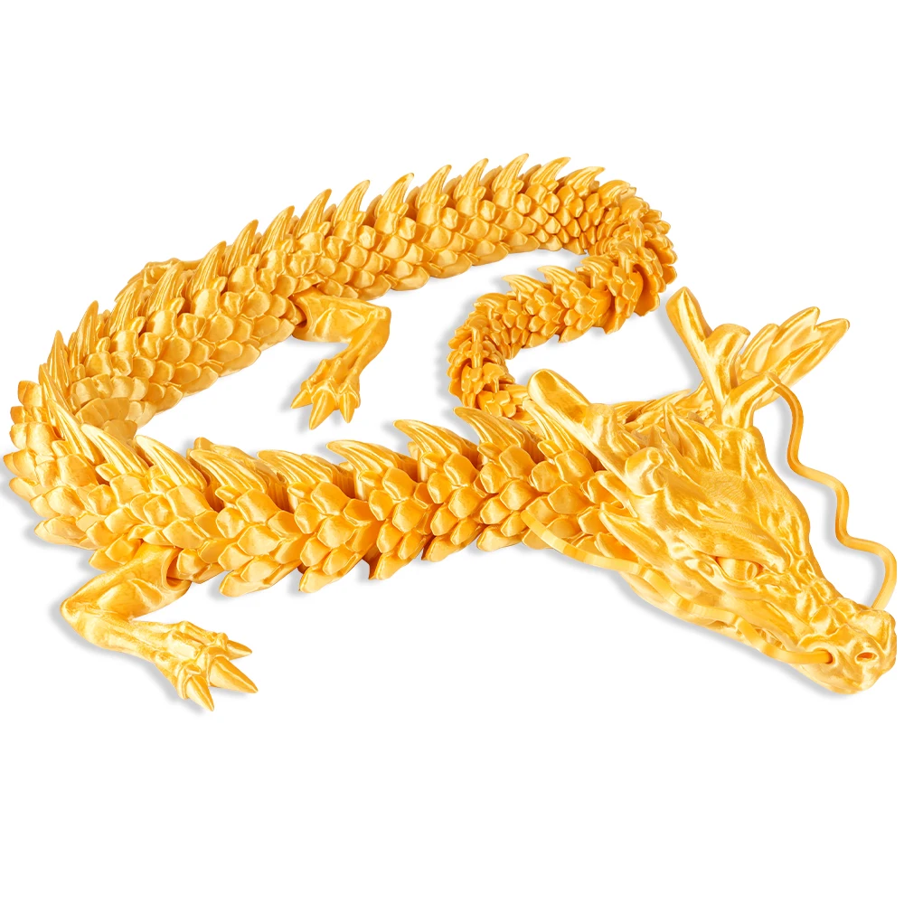 Customized 3d Printed Golden Dragon Statue Model Pla Joints Dragon Toys ...