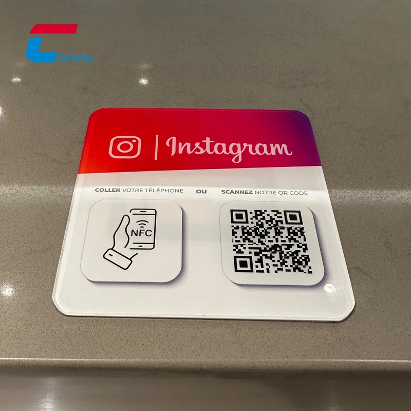 Custom White Material Qr Code Acrylic Nfc Plate For Business Reviews ...