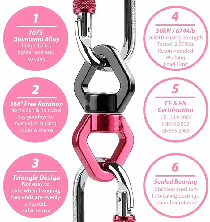 30KN to LBS - Durable Swing Swivel Carabiners for Climbing