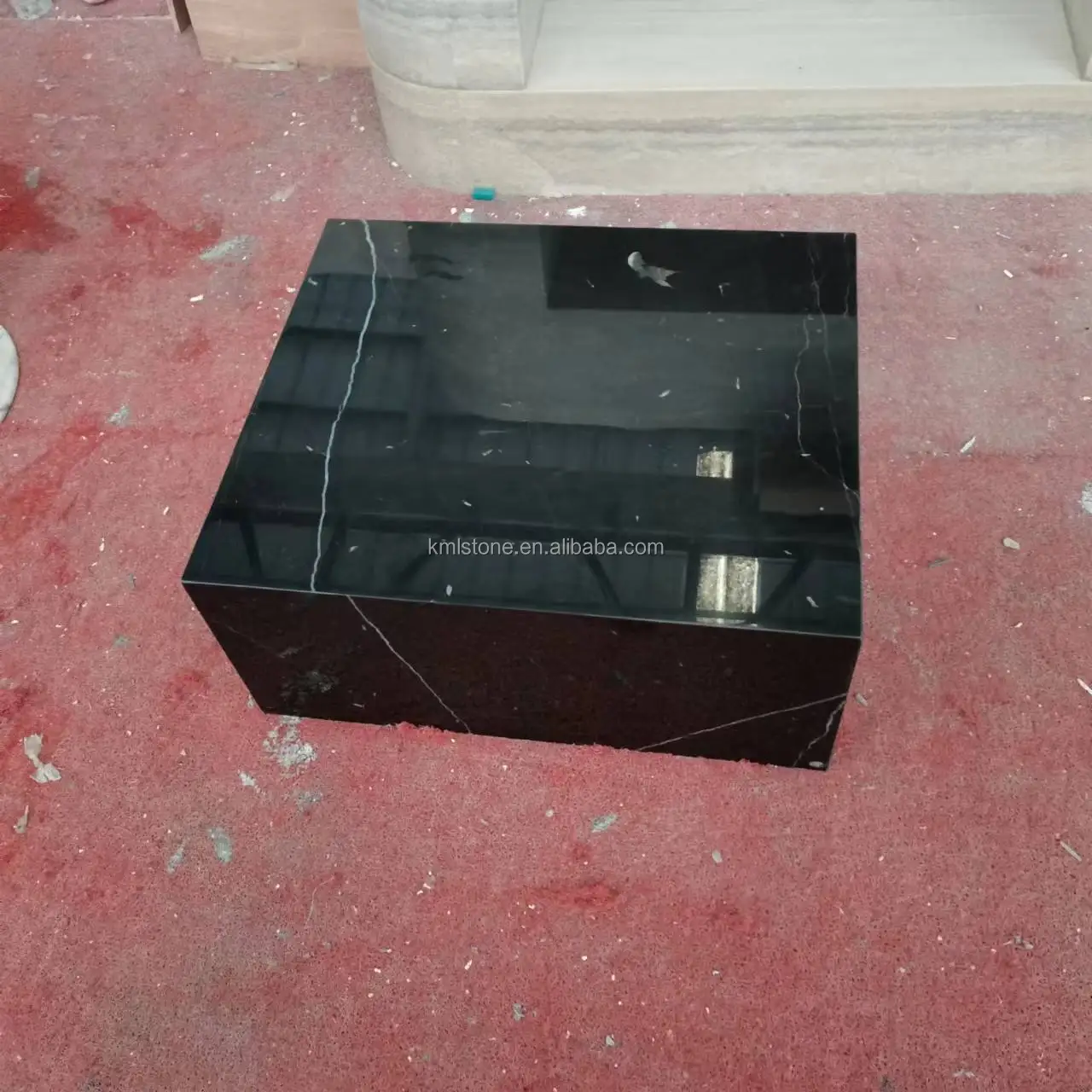 Black Marble Block Living Room Furniture Marble Square Table Marble ...