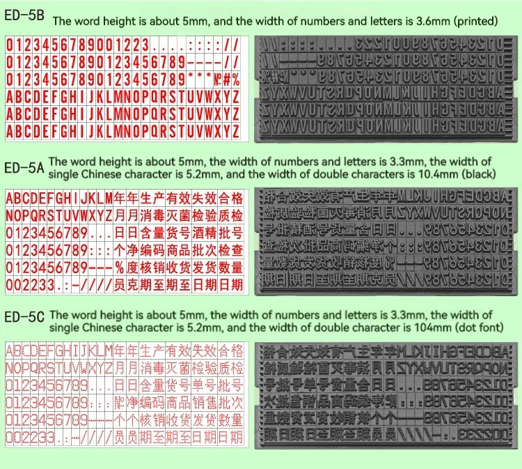 ED Combination Stamp Coder Rubber Lettering Plates A-Z Letters 0-9 ...