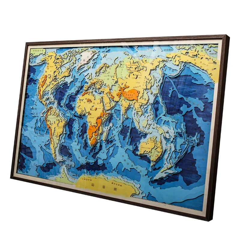 3d Wooden Topographic Map Of The World Multi-layered Colorful Wall Art ...