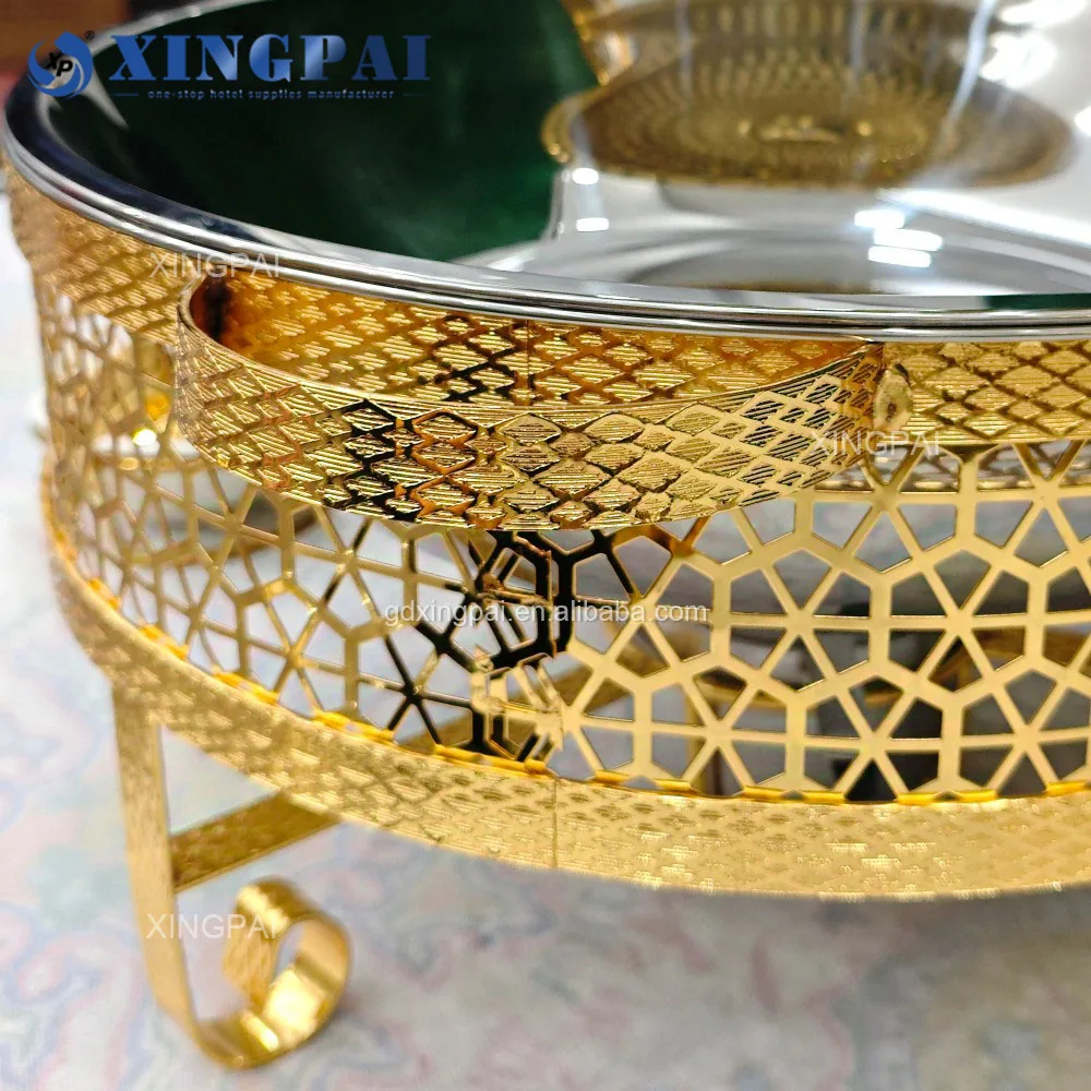 XINGPAI Luxury Party Wedding Hanging Gold 8L Glass Chafing Dishes Restaurant Hotel Catering ...