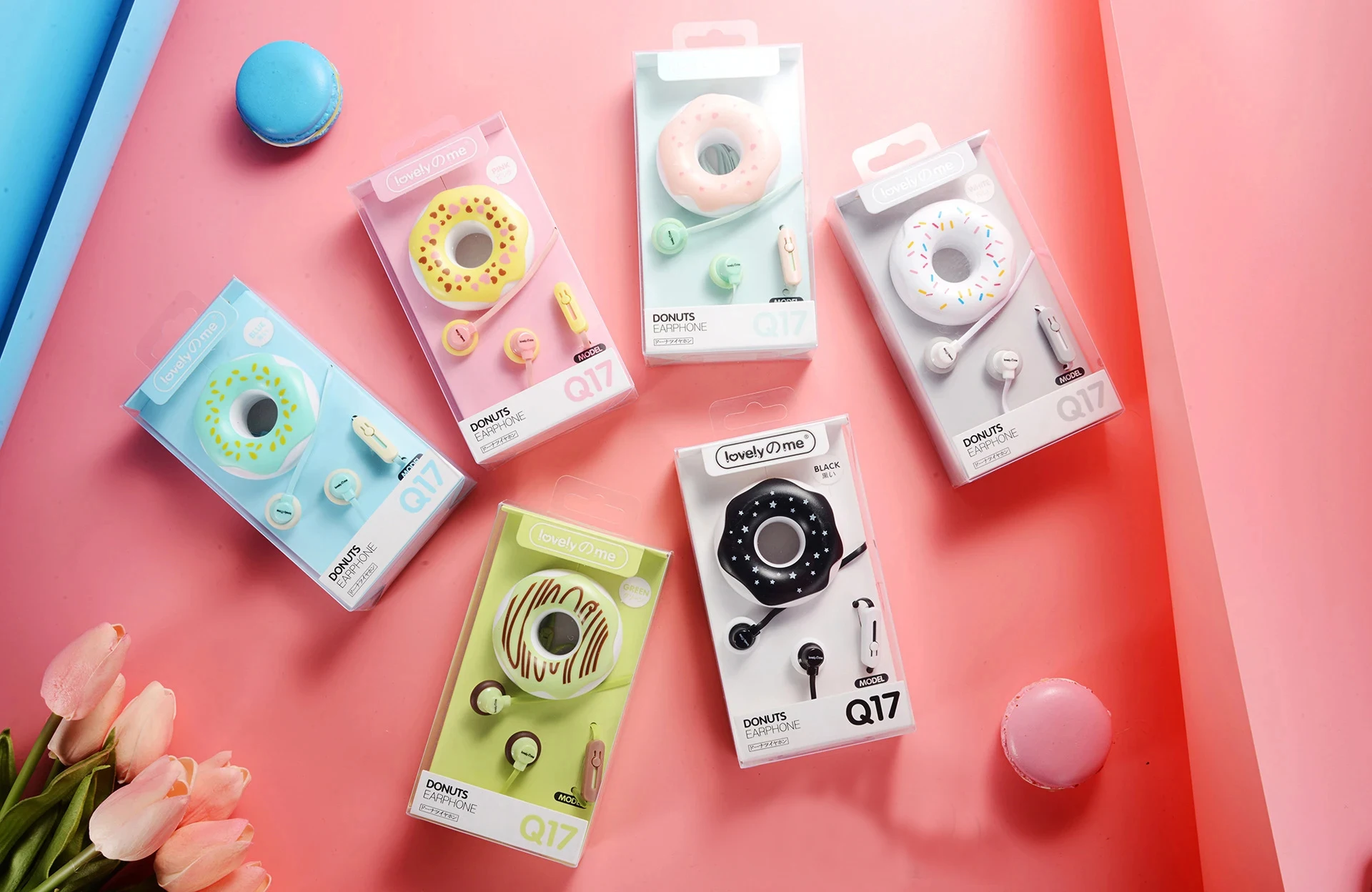 Donut Kids Headset Earphone And Donut Macaron Earphone Earbuds Cute ...
