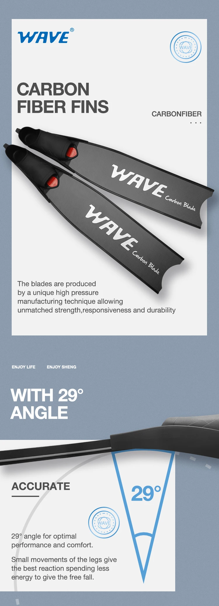 WAVE Free Diving Carbon Fins Surfboard Carbon Fins Freediving Swimming ...