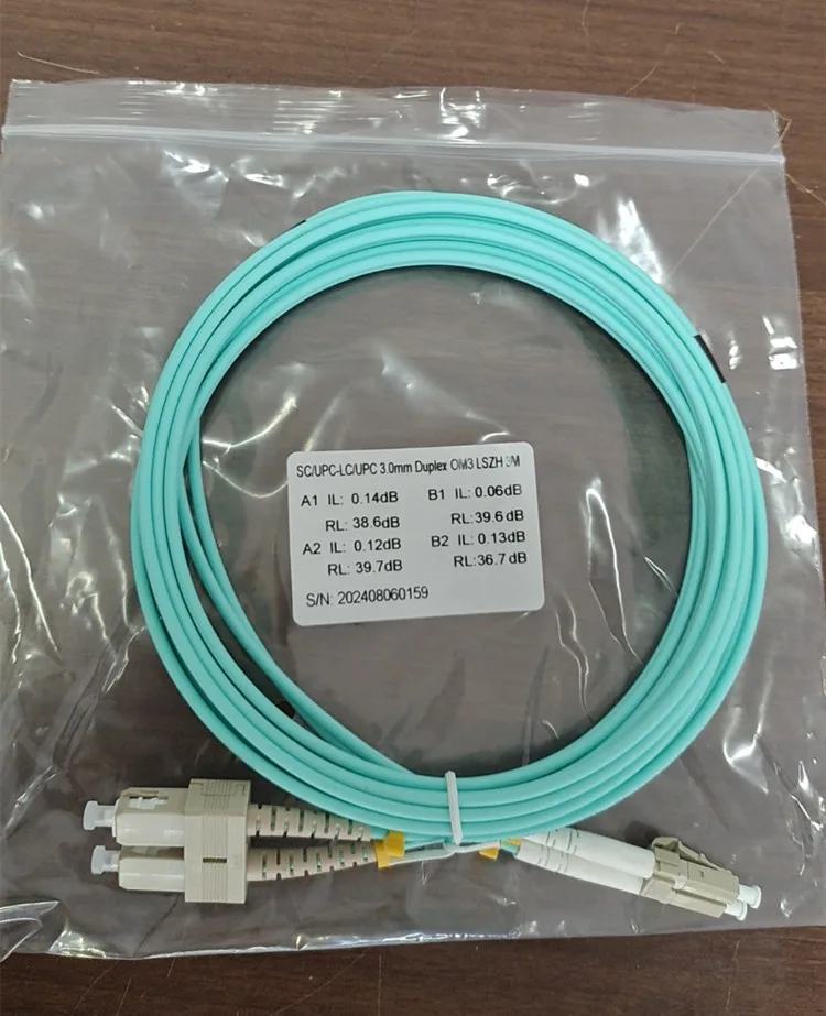 FTTH Low Loss 2.0mm Duplex 50/125um OM3 OM4 Violet PVC OFNR LSZH Fiber Optic Patch Cord LC to LC ...