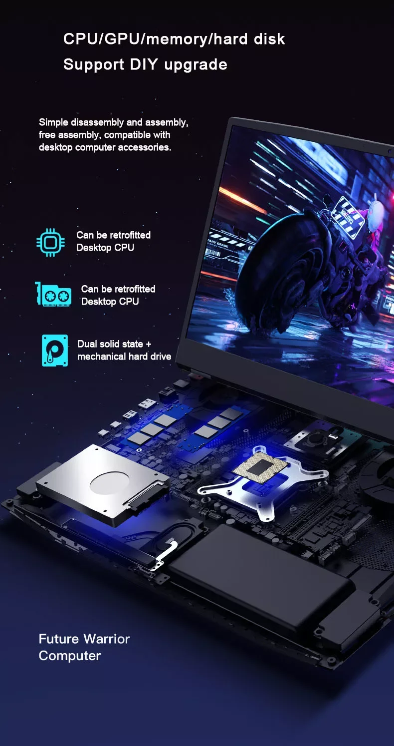 Gamer Laptop Ram 16g 32g 64gb Rom Hd Screen Backlit Colorful Keyboard ...