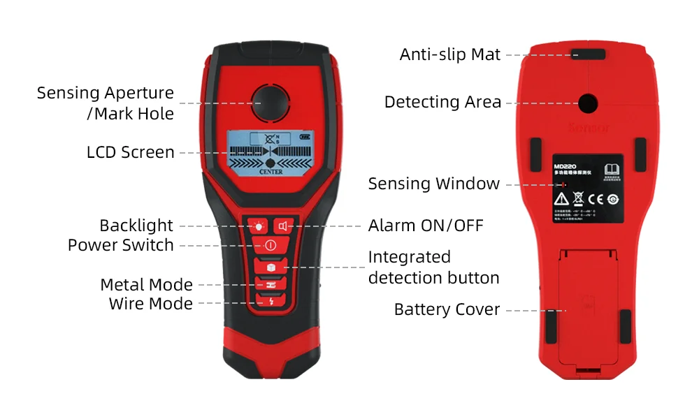 Industrial Metal Detector Measuring Instrument Rebar Scanner Wall Cable ...