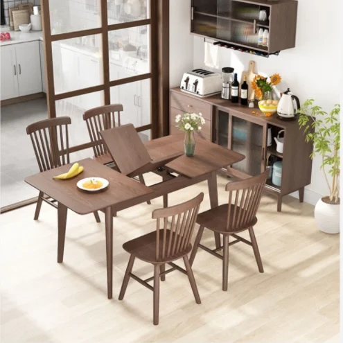 Simple modern solid wood base extendable kitchen table sintered wood ...