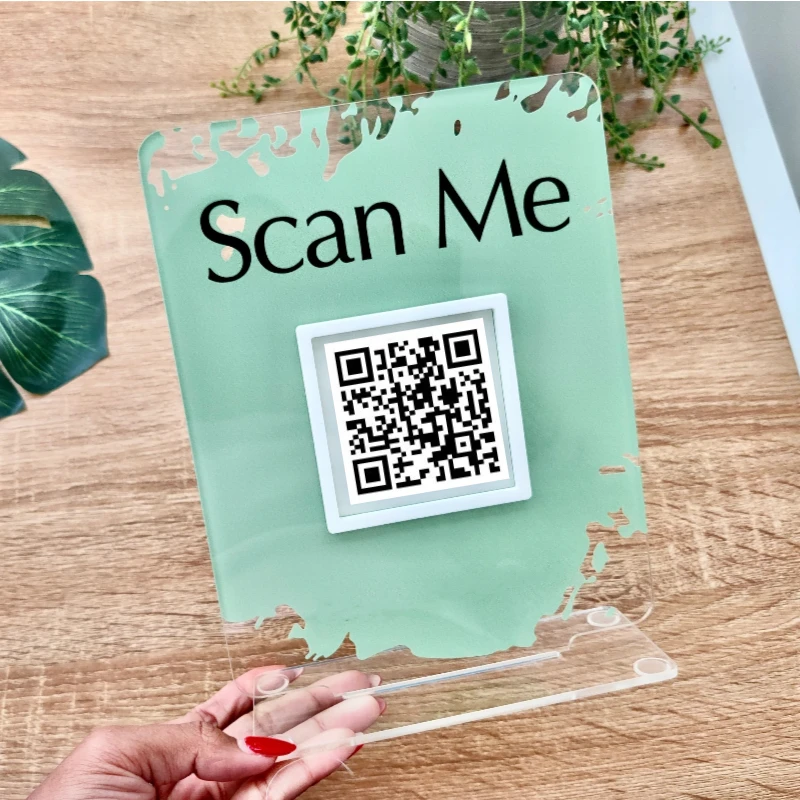 Custom Countertop Clear Acrylic Qr Code Holder Payment Qr Code Display ...