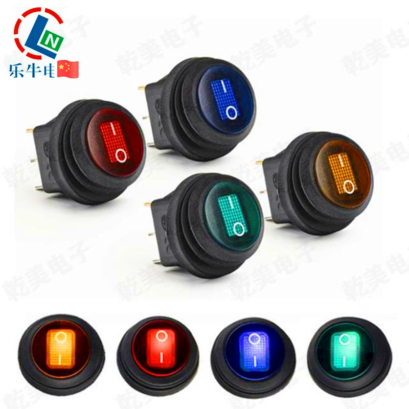 Push Button Round Led Light 12 Volts 20 Amps Waterproof On-Off Switch ...