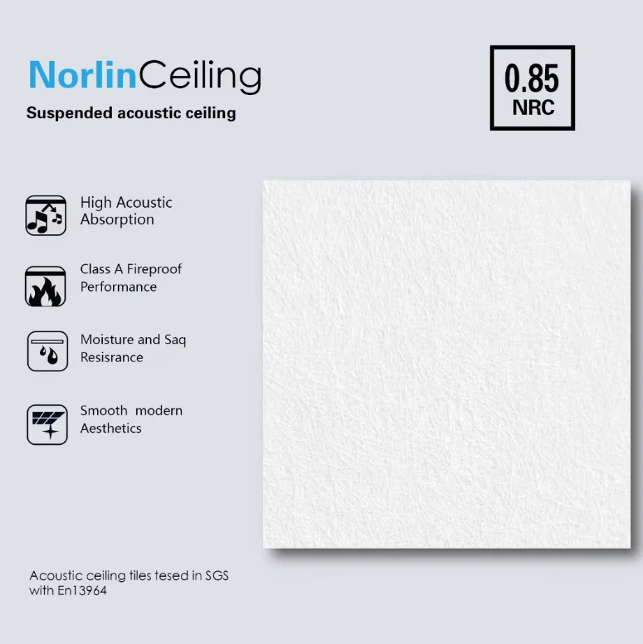 Fireproof A1 Class Stone Wool Ceiling Board 2x2ft Techo Mineral ...