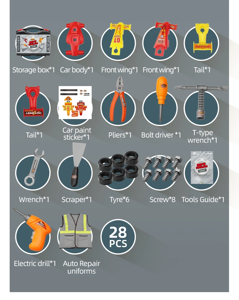 Auto Repair Boy Kids Toy Tool Set Kit Box,Children Toy Fix Tool Toy ...