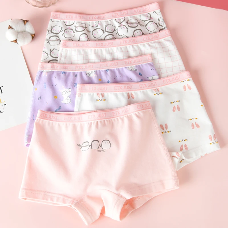 5PCS/box pack breathable custom cotton elastic soft cute girl underwear ...