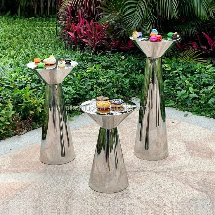 Slim Waist Plinths Mirror Gold Metal Cake Dessert Display Table Set ...