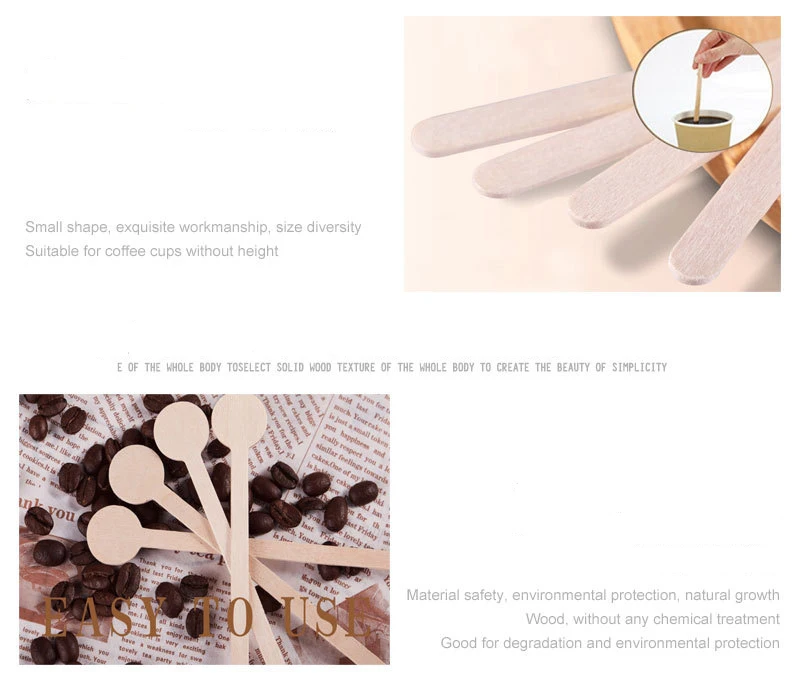 Bambus Eco-friendly Vending Mini Wood Espresso Stick Mixer Drink Stir ...