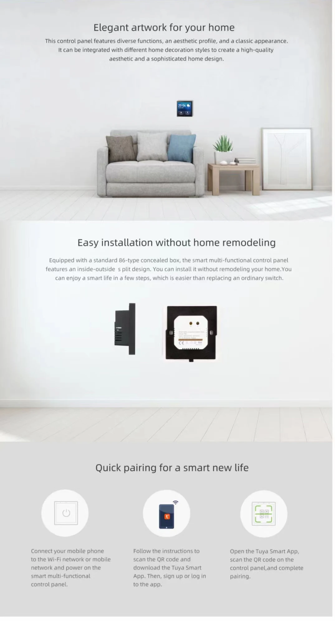 Tuya Smart Home Touch Screen Control Panel with Zigbee Hub & OEM